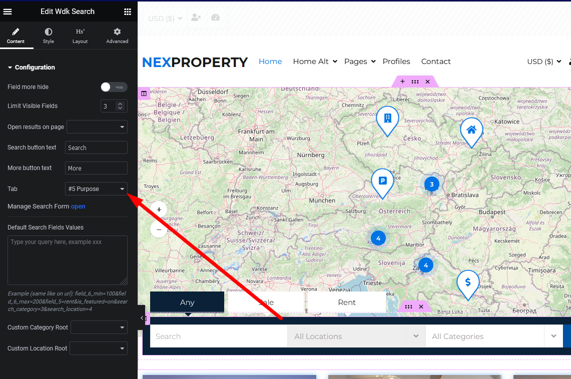 How to add Tabs on Search form? - WP Directory Kit